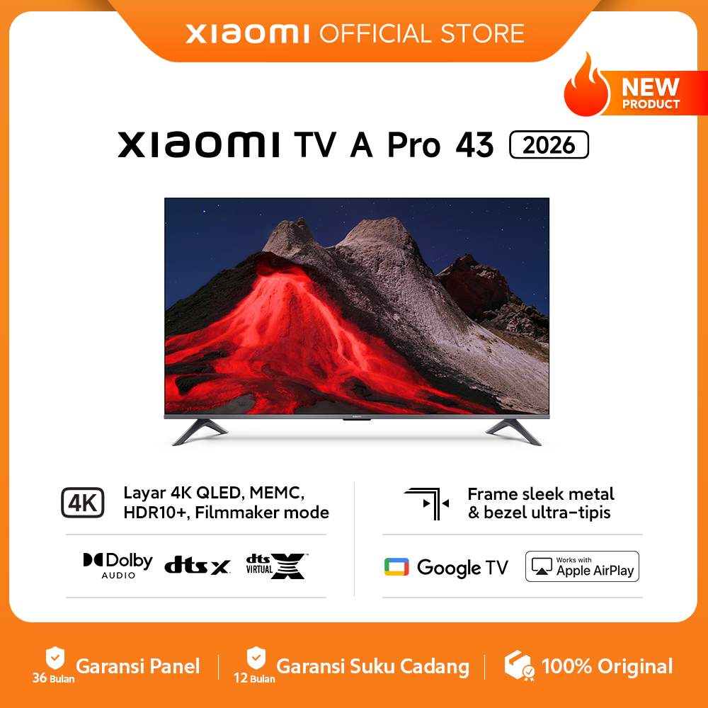Jual Xiaomi TV A Pro 43 2026 | Layar 4K QLED MEMC HDR10+ Filmmaker Mode | Frame sleek metal ...