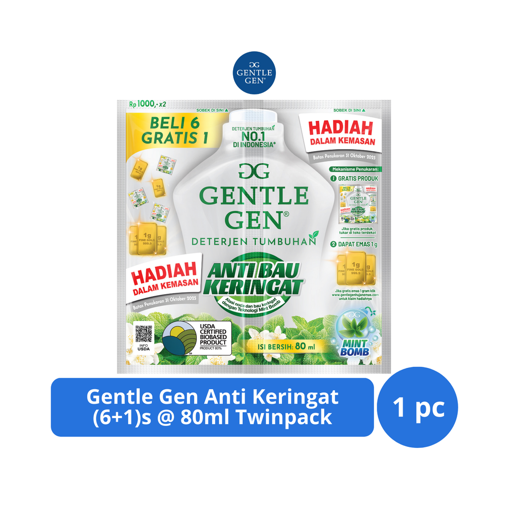 Jual Gentle Gen Detergent Tumbuhan Anti Keringat Sachet (6+1)s @ 80ml ...