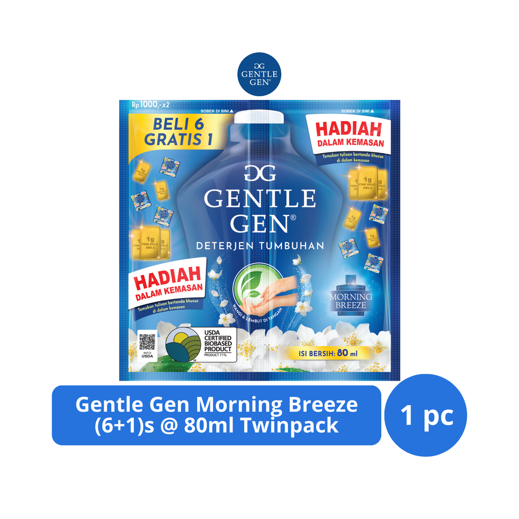 Jual Gentle Gen Detergent Tumbuhan Morning Breeze Sachet (6+1)s @ 80ml Twinpack | Shopee Indonesia