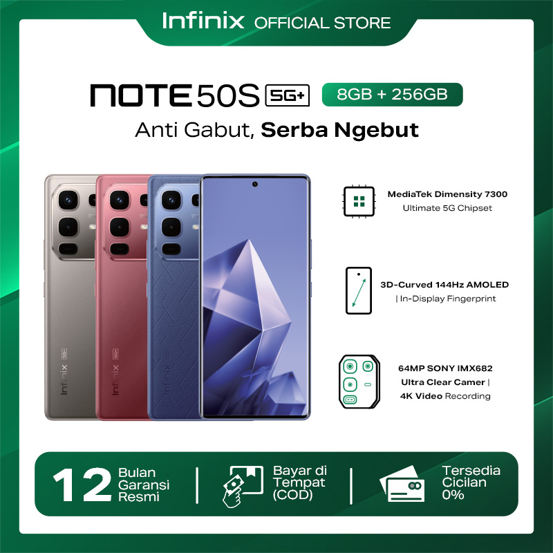 Jual Infinix Note 50S 5G+ 8/256GB - Up to 16GB Extended RAM - Dimensity 7300 Ultimate - 6.78” 3D ...