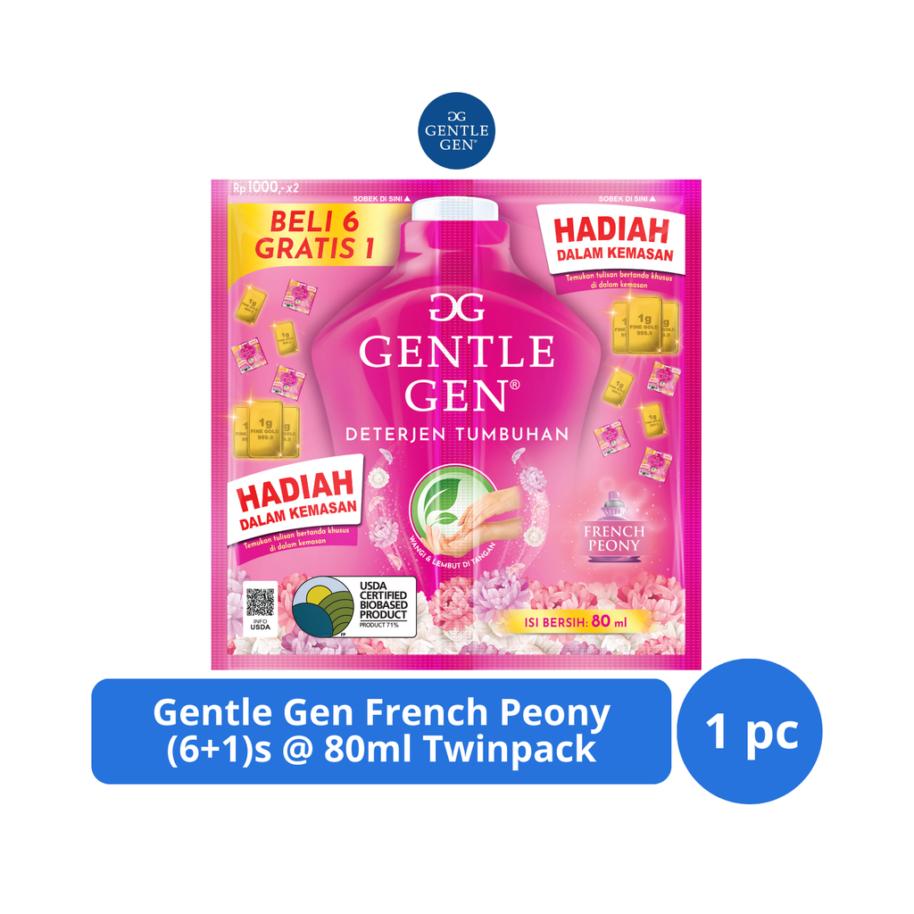 Jual Gentle Gen Detergent Tumbuhan French Peony Sachet (6+1)s @ 80ml Twinpack | Shopee Indonesia