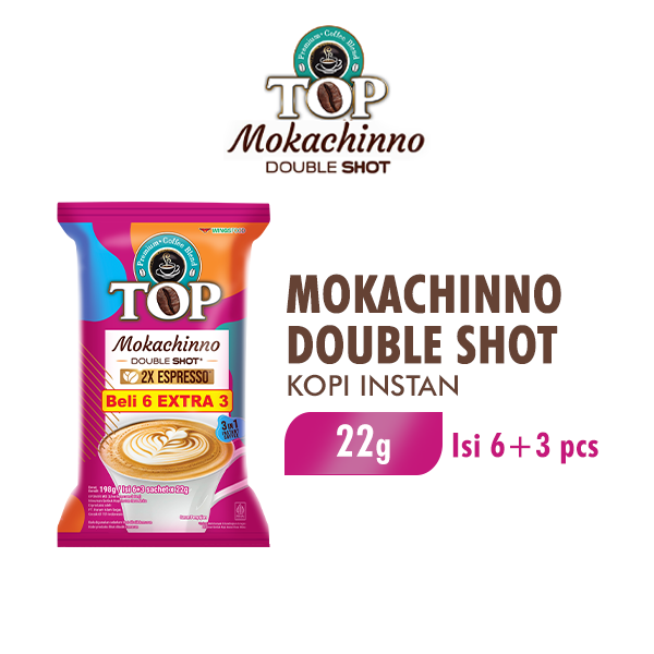 Jual Top Coffee Kopi Mokachinno Double Shot Instan Pack 22 gr isi 6 + 3 ...