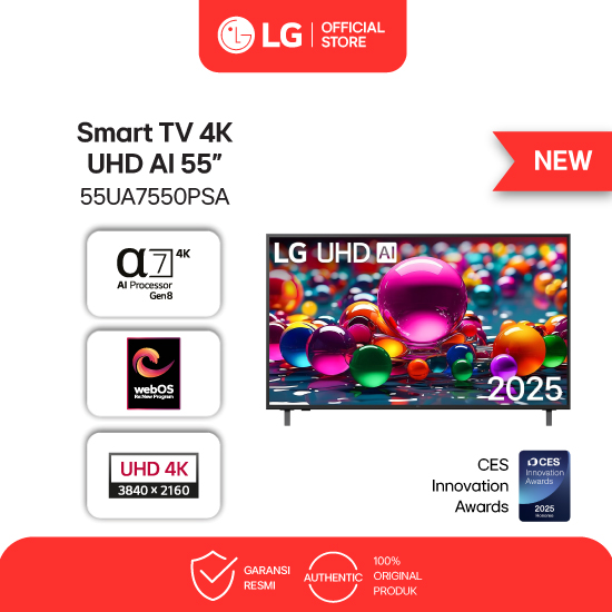 Jual LG Smart TV 4K 55 inci UHD AI UA75 2025 - HDR10 Pro - alpha 7 4K AI Processor Gen8 - AI ...