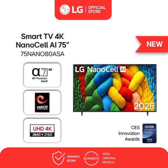 Jual LG Smart TV 4K 75 Inci NanoCell AI 80 2025 - 60Hz Native - Ultra ...