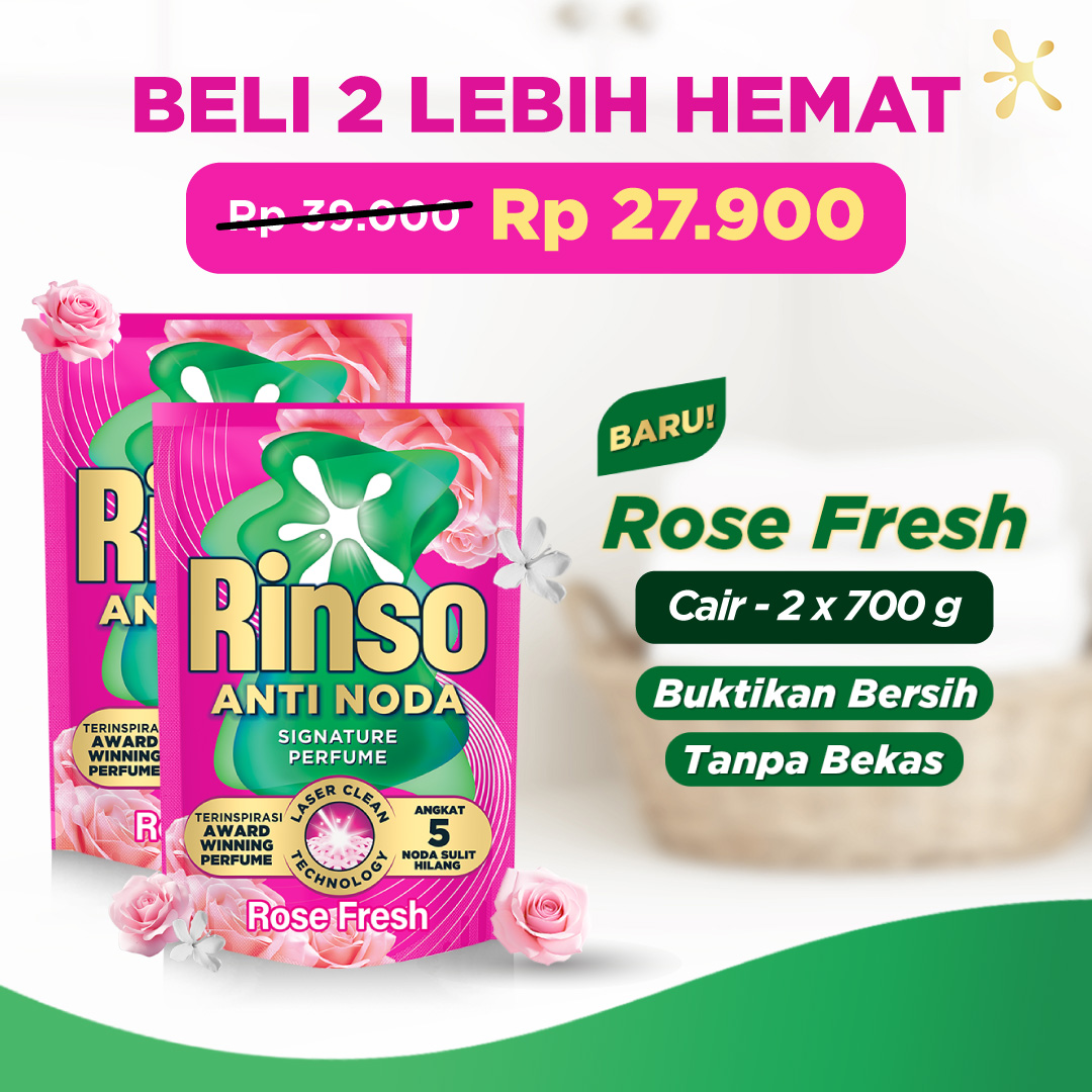 Jual [BELI 2 LEBIH HEMAT] Rinso Baru Detergen Cair Varian Rose Fresh ...