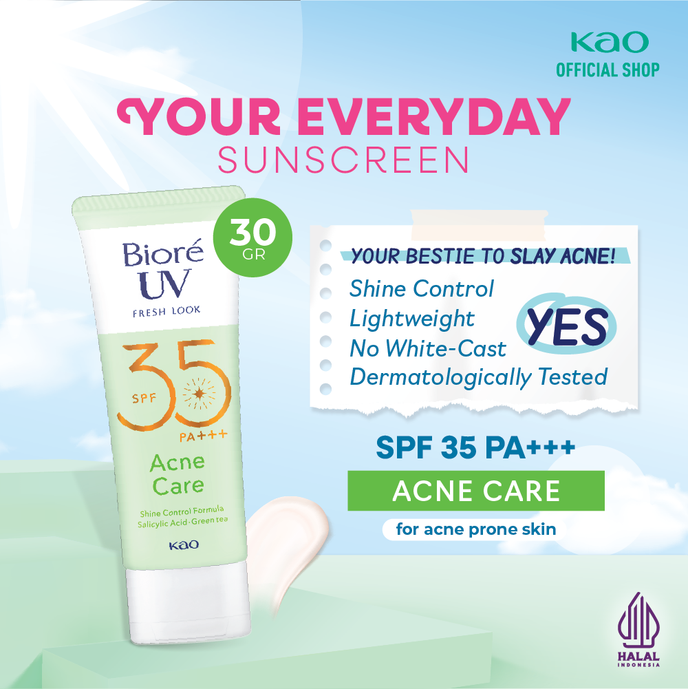 Jual Biore UV Fresh Look Sunscreen Acne Care SPF 35 PA +++ 30 gr ...