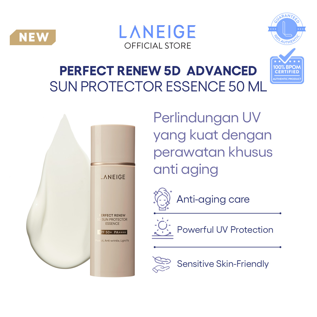 Jual LANEIGE Perfect Renew 5D Sun Protector Essence 50 mL | Shopee ...