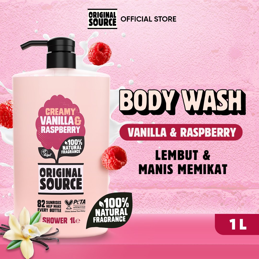 Jual Original Source Body Wash Vanilla & Raspberry 1 Liter – Raspberry ...