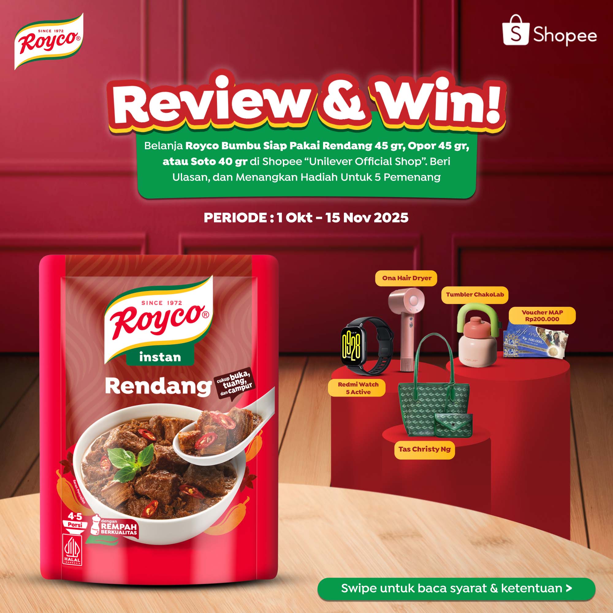 Jual ROYCO BUMBU SIAP PAKAI RENDANG 45 G | Shopee Indonesia