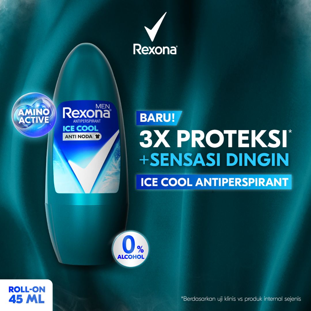 Jual Rexona Men Ice Cool Amino Active Anti-Perspirant Deodorant Roll On 45ML | Shopee Indonesia