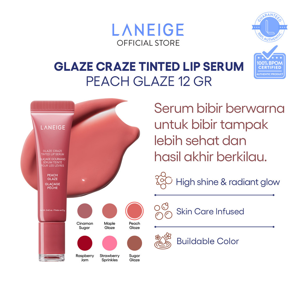 Jual LANEIGE Glaze Craze Tinted Lip Serum - Peach Glaze 12g | Shopee ...
