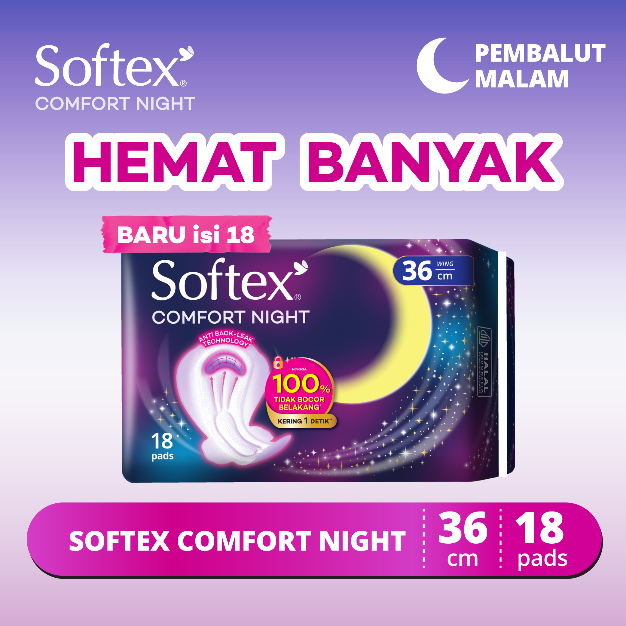 Jual Softex Comfort Night 36cm 18s | Shopee Indonesia