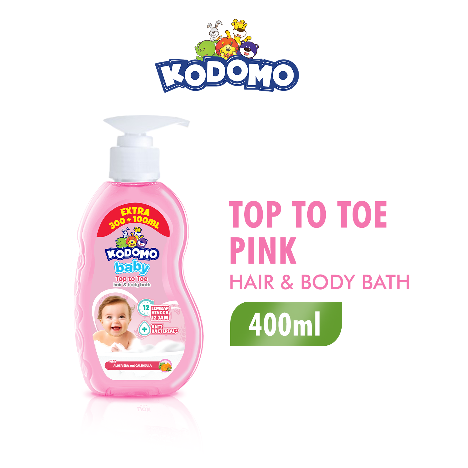 Jual Kodomo Top To Toe Wash Pink Pump 400 ml | Shopee Indonesia