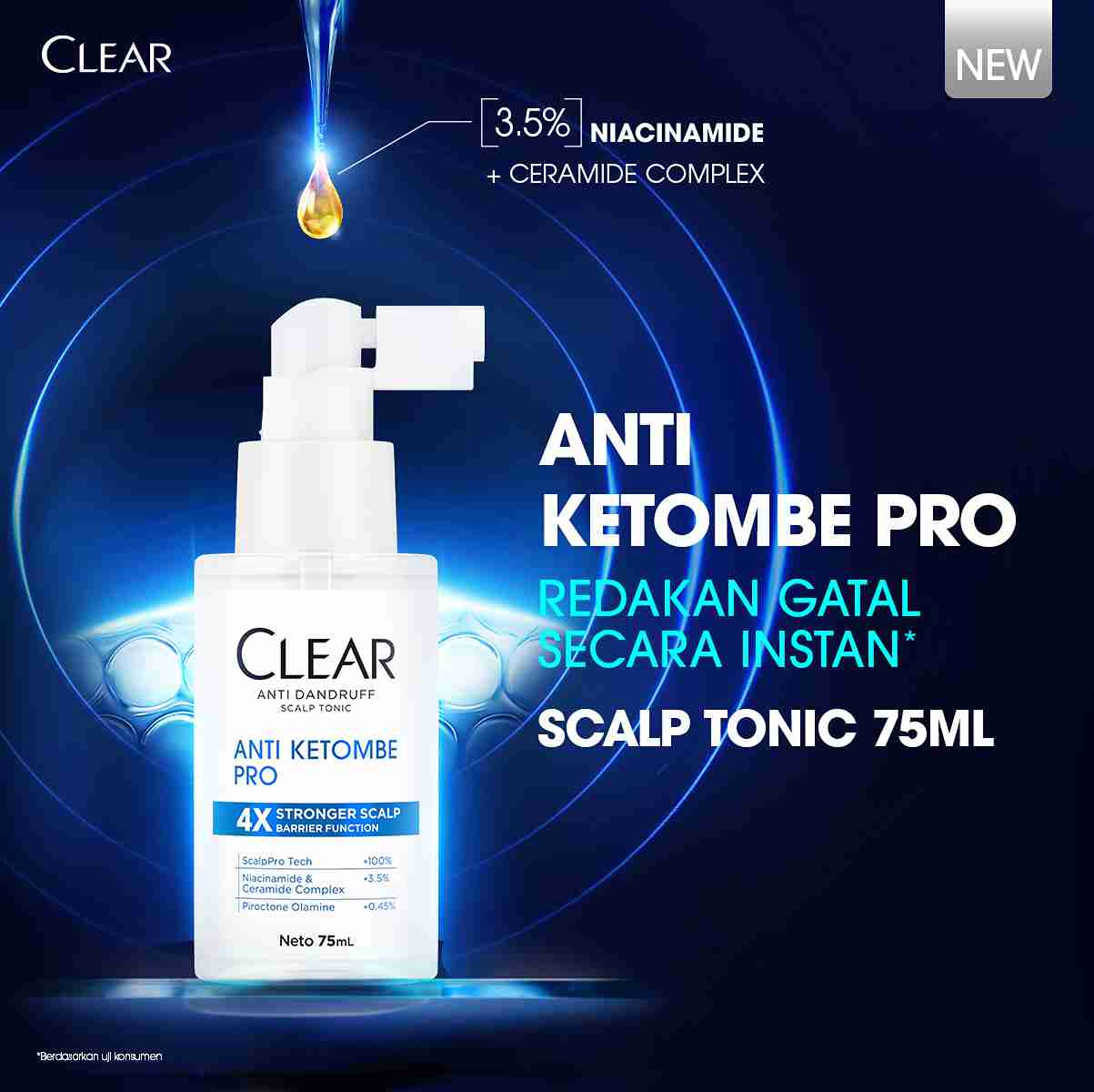 Jual CLEAR Anti Dandruff Scalp Tonic Hair Tonic Anti Ketombe Pro 75ml | Shopee Indonesia
