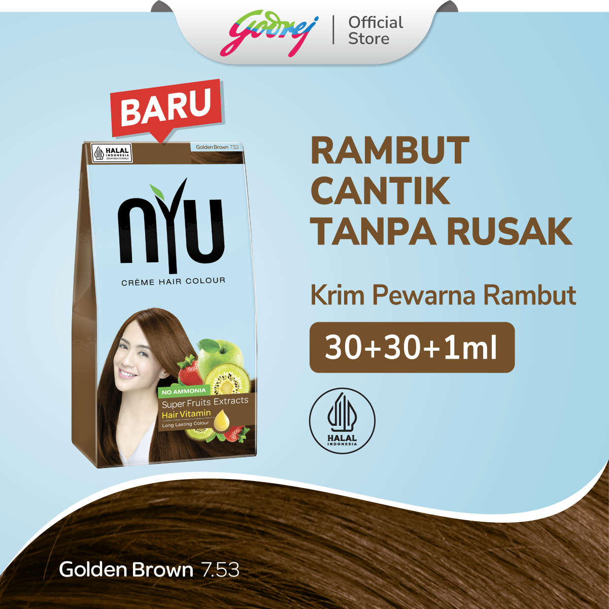 Jual NYU Creme Hair Colour Grey Coverage Golden Brown - Pewarna Rambut ...