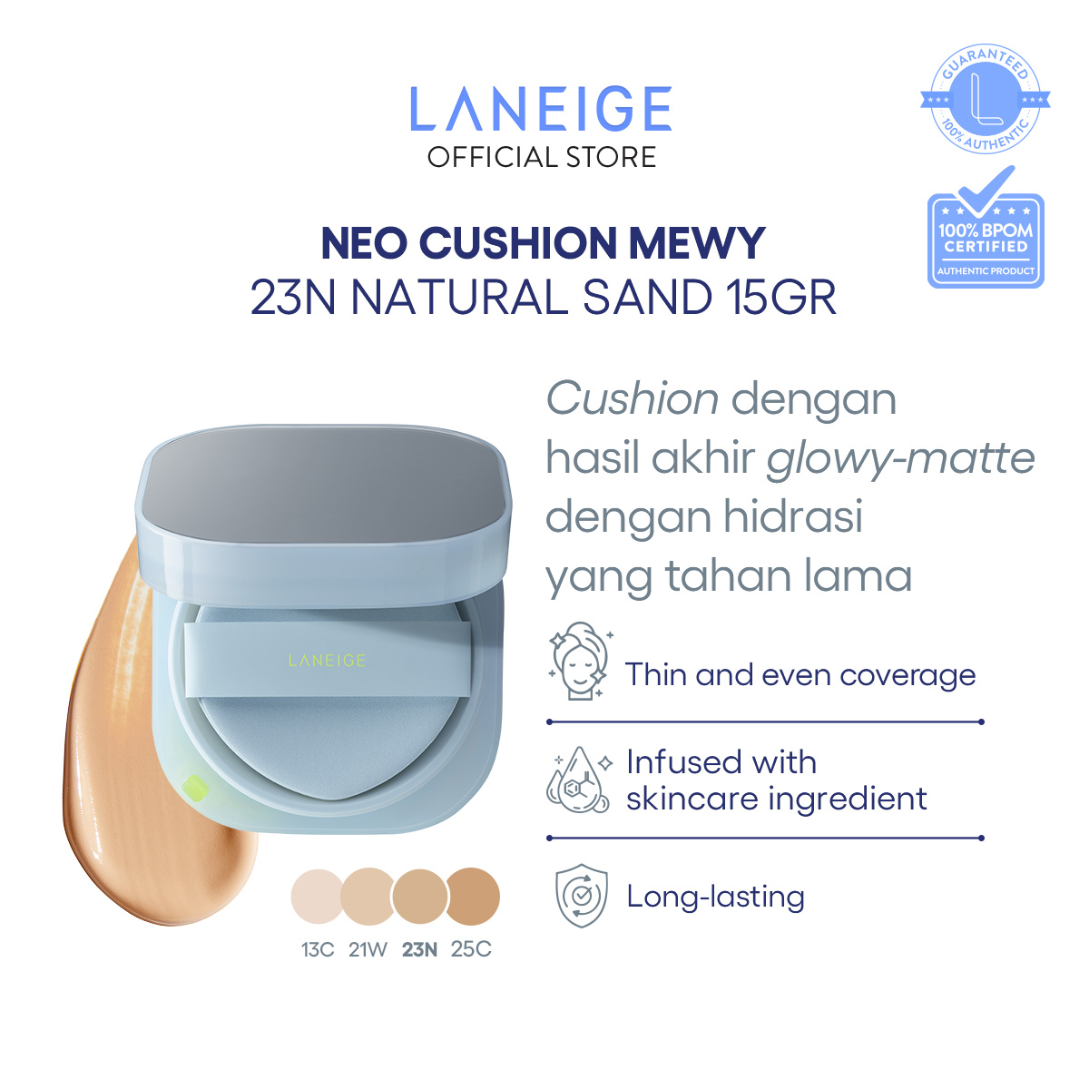Jual LANEIGE NEO Cushion Mewy 23N Natural Sand 15G - Matte and Dewy ...