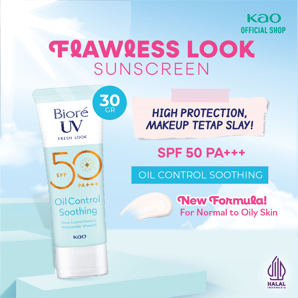 Jual Biore UV Fresh Look Sunscreen Oil Control Soothing SPF 50 PA ...