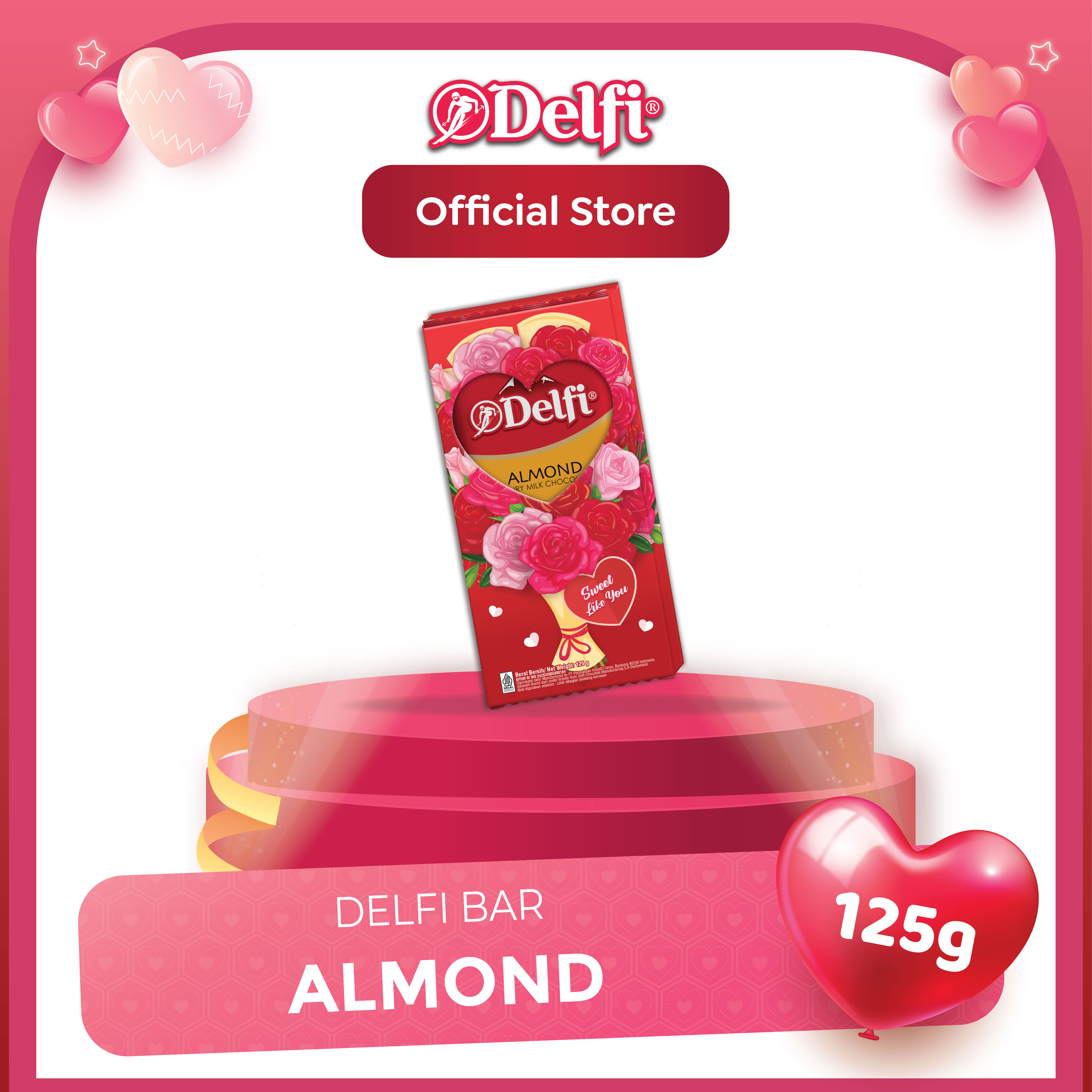 Jual Delfi Bar Almond 125g Valentine's Day 2026 | Shopee Indonesia