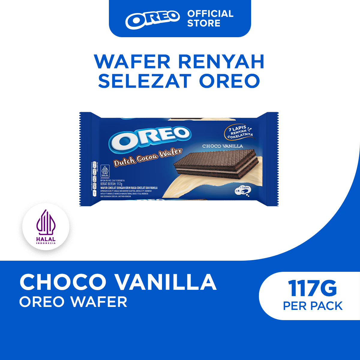 Jual Oreo Wafer Choco Vanilla 117g, Wafer Cokelat dengan Krim Rasa ...