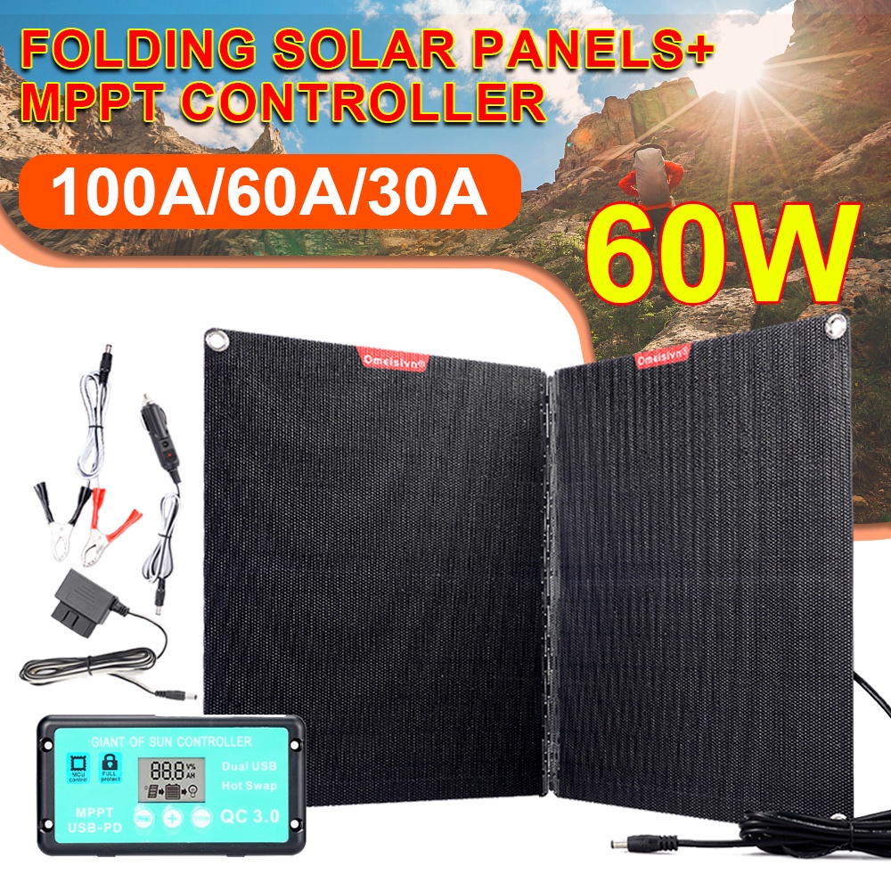 Jual Kit Charger Panel Surya 60W MPPT Solar Controller Dengan Panel ...