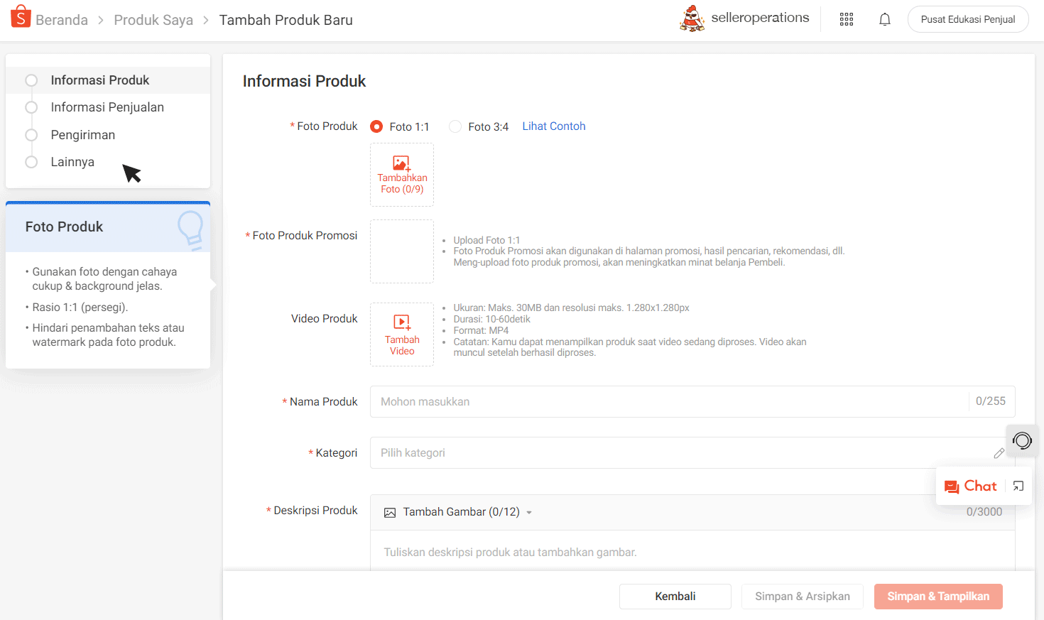 Upload foto dengan rasio 3:4 | Pusat Edukasi Penjual [Shopee]