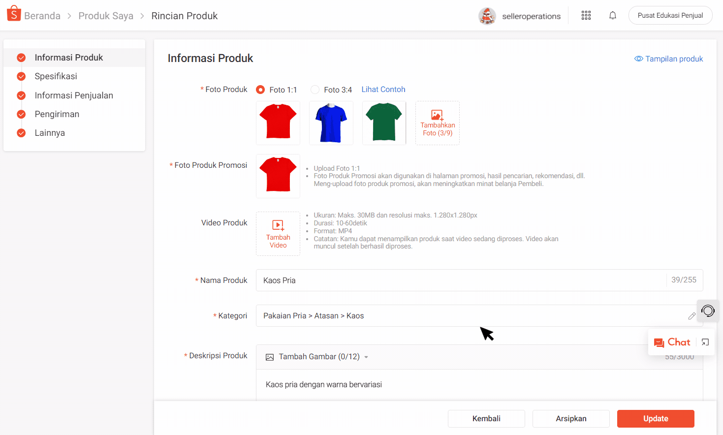Mengubah Informasi Produk | Pusat Edukasi Penjual Shopee Indonesia
