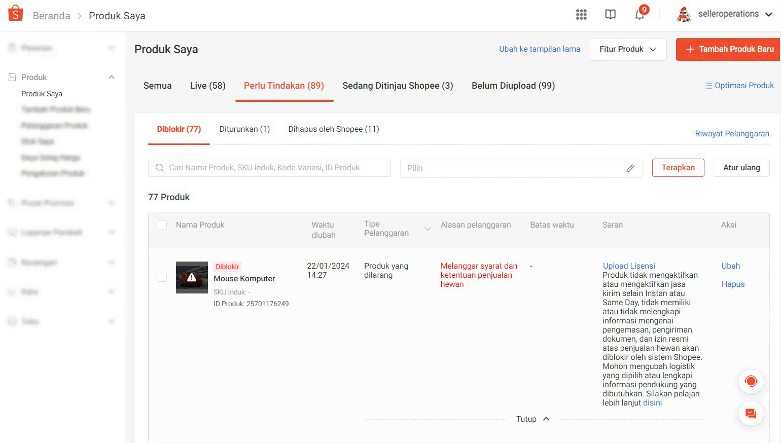 Memeriksa produk yang diblokir | Pusat Edukasi Penjual [Shopee]
