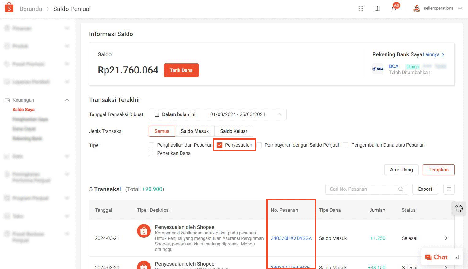 Rincian Penghasilan | Pusat Edukasi Penjual [Shopee]
