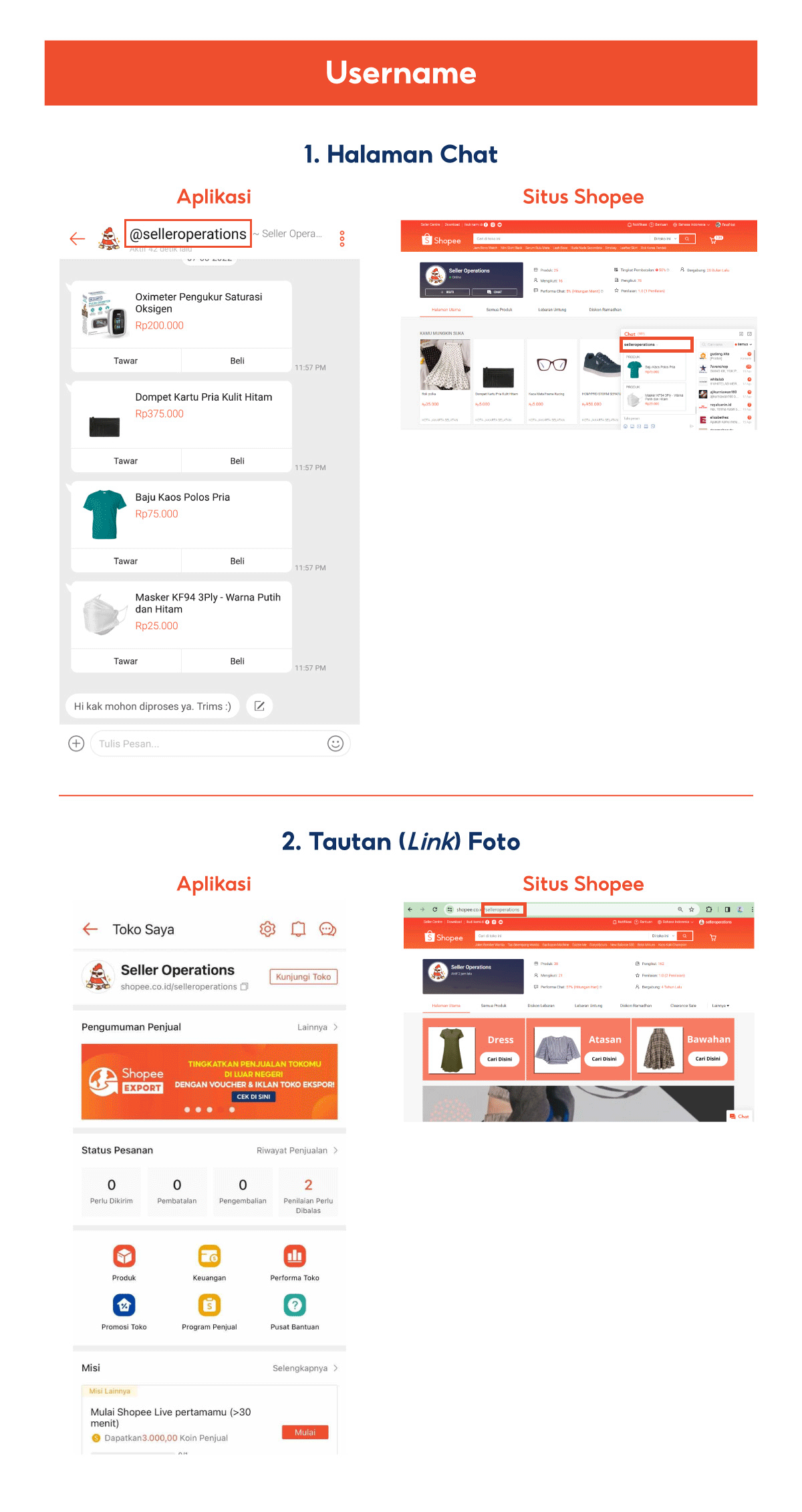 Nama toko dan username | ID Pusat Edukasi Penjual [Shopee]