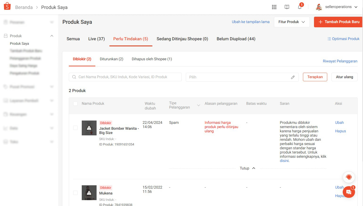 Memeriksa produk yang diblokir | Pusat Edukasi Penjual [Shopee]