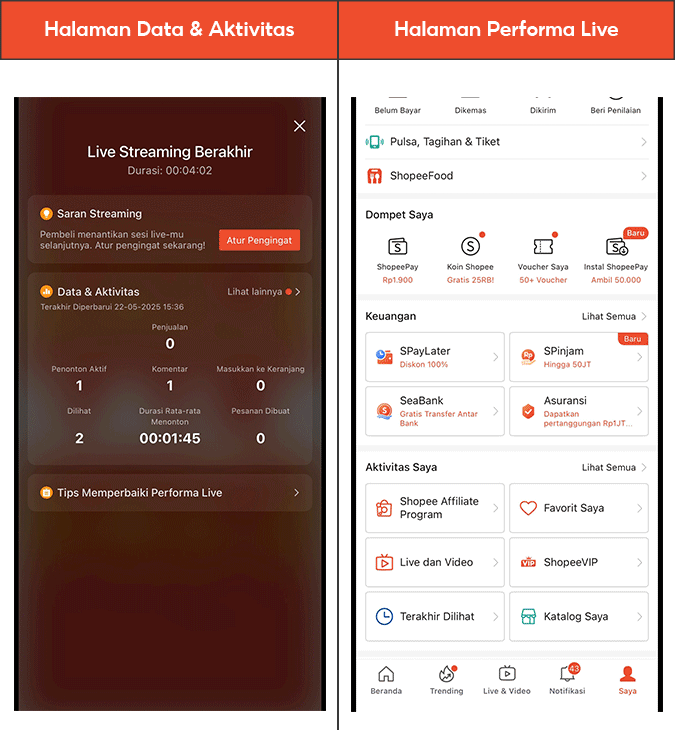 Performa dan Riwayat Live di Shopee | Pusat Edukasi Penjual Shopee
